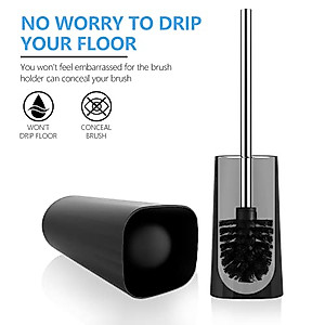 Premium Toilet Brush and Holder,Toilet Bowl Brush with 304 Stainless Steel Long Handle, Hidden Toilet Brush with Durable Scrubbing Bristles for Bathroom Deep Cleaning