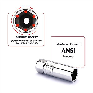 MIXPOWER 3/8-Inch Drive Spark Plug Socket Set, SAE & Metric, CR-V Steel Mirror finish, 6-Point, 5/8-Inch, 3/4-Inch, 13/16-Inch, 14mm, 18mm, 5-Piece Set