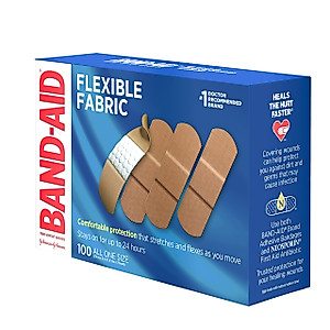 BAND-AID Flexible Fabric Adhesive Bandages 3/4 Inch X 3 Inches 100 Count (Pack of 4)