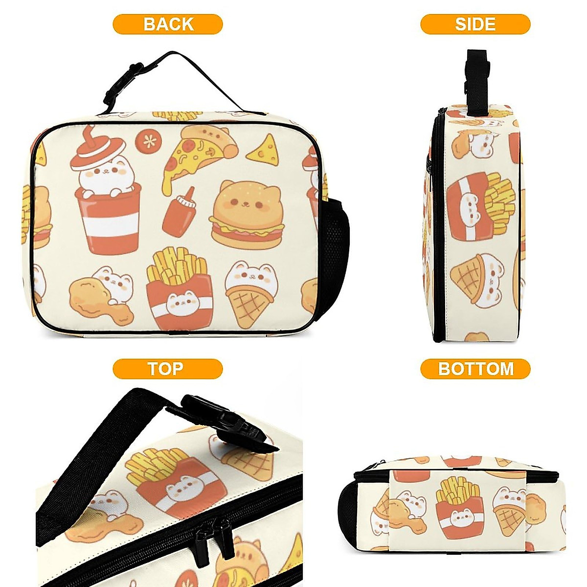 Muishi Fast Food Reusable Lunch Box Insulated Lunch Bag Cooler Bag Lunchbox Meal Food Container Tote Bag for Women Kids Girls Boy School Camping Hiking Picnic Beach Travel