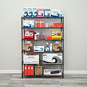 Alera NSF Certified 6-Shelf Wire Shelving Kit, 48w x 18d x 72h, Black