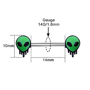 Melighting 2pcs Nipple Ring Alien 14G Surgical Steel Nipple Barbell Nipple Piercing Jewelry Nipple Rings for Women Nipple Bars Body Piercing Jewelry