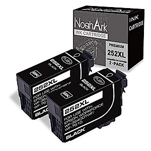NoahArk 2 Packs 252XL Remanufactured Ink Cartridge Replacement for Epson T252XL 252 XL for Workforce WF-3630 WF-3640 WF-7610 WF-7620 WF-7110 WF-3620 WF-7210 WF-7710 WF-7720 Printer (2 Packs Black)