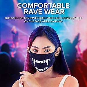 SoJourner Bags Black Face Mouth Mask - Cotton Face Covering (10 Pack) - Face Mask Resuable, Washable, Breathable, Adjustable - Adult and Child Size | Rave EDM Halloween Masks