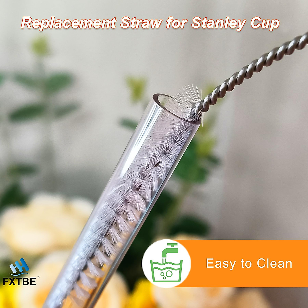 Straws for Stanley Cup, Straw for Stanley Cup 40 OZ, Replacement Straw for Stanley 40oz Tumbler, Tritan Straws with Straw Cleaner, 6Pack