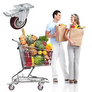 4 Inch Caster Wheels, Set of 4, Heavy Duty Casters Load 2400lbs with Brakes & Top Plate, 360-degree Swivel Casters for Furniture and Workbench Cart (Free Hardware Kit)