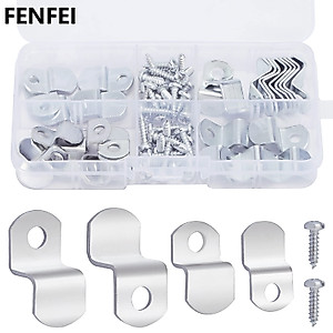 FENFEI Offset Canvas Clips with Screws, 32 Pack Heavy Duty Picture Framing Mirror Clips (1/8 inch, 1/4 inch, 3/8 inch, 1/2 inch)