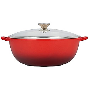 Le Creuset Enameled Cast Iron Chef's Oven with Glass Lid, 7.5 qt., Cerise