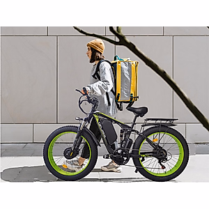 StudentsZone SMLRO V3 Adults Electric Bike, 2000W Dual Motor 48V 22Ah Ebike, 82NM Torque 35MPH Electric Bicycles Shimano 7 Speed with 26" MTB for Trail Riding Excursion Commute (White)