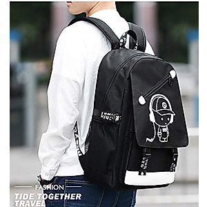 Anime Luminous Backpacks for Boys ,Lumcissy 15.6'' Laptop Backpack with USB Charging Port with USB Charging Port and Anti-theft Lock,Unisex Fashion Black Daypack,Travel Laptop Backpack