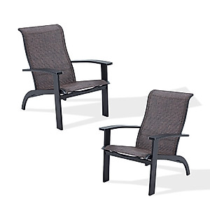 VICLLAX Outdoor Adirondack Chair Set of 2, Patio Chair for Lawn Garden, All Weather Outdoor Lounge Chairs, Black and Mocha