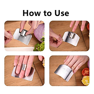 NAMERDA Finger Guards For Cutting, 2PCS Kitchen Tool Stainless Steel Finger Guard Finger Protector, Avoid Hurting When Slicing and Dicing Kitchen Safe Chop Cut Tool