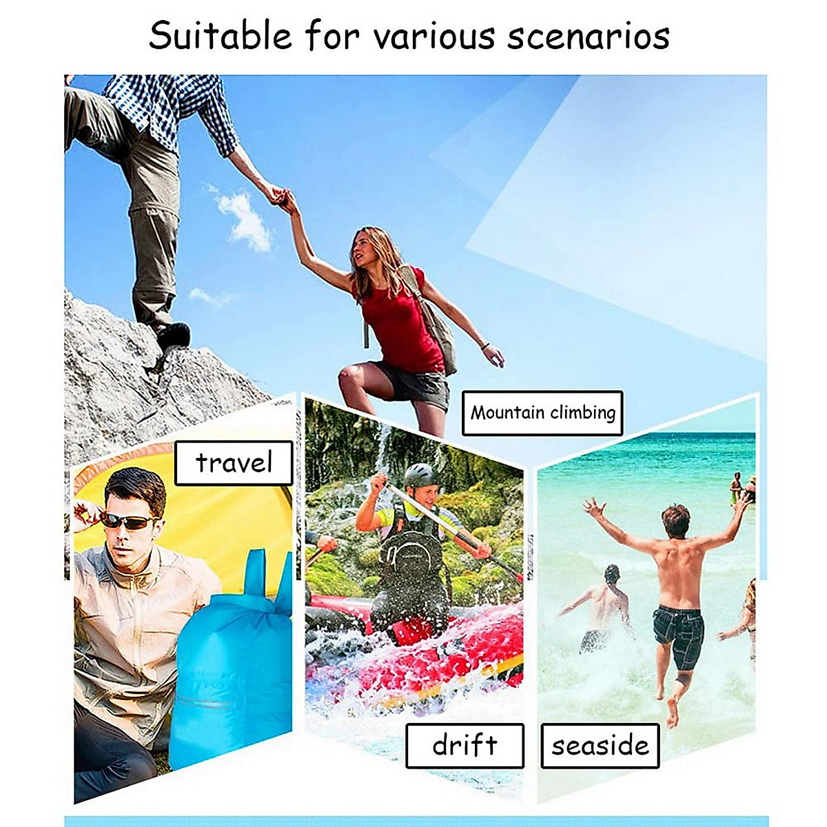 Pimoys 6 Pack Waterproof Dry Sacks, Lightweight Outdoor Dry Bags Ultimate Dry Bags for Kayaking Rafting Camping (8L, 5L, 3.5L, 3L, 2.5L, 1.5L)