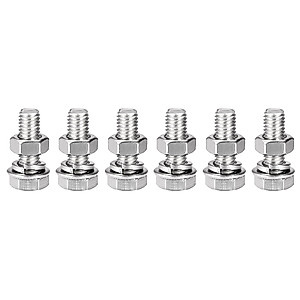 uxcell M8 x 25mm Hex Head Screws Bolts, Nuts, Flat & Lock Washers Kits, 304 Stainless Steel Fully Thread Hexagon Bolts 6 Sets