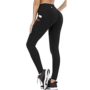 Ewedoos High Waisted Leggings with Pockets for Women, Yoga Pants for Women Workout Leggings for Women with Pockets (Ew330 Black, Large)