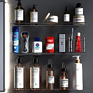 Clear Acrylic Wall Shelves,Small Floating Adhesive Shelf That Can Be Installed in Bathroom, Living Room, Kitchen, Shower Room,Used to Display,Organize and Store Perfume, Cosmetics