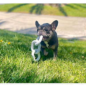 Tug of War Dog Chew Toy - Natural Rubber Heavy Duty Marble Links - Neutral Aesthetically Pleasing Puppy Chew Toys for Small, Medium or Large Dogs (White & Gray Marble)