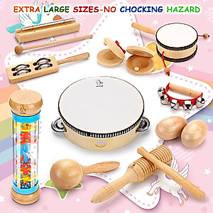 OATHX Kids Musical Instruments, Wooden Sensory Musical Toys for Toddlers Percussion Instruments Montessori Toys Baby Preschool Learning Music Toys Birthday Gifts for Boys Girls