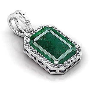 LMDPRAJAPATIS Original 10X15MM Zambian Emerald Panna Jwelery Pendant for 925 Sterling Silver with Stemp Gifted Pendant