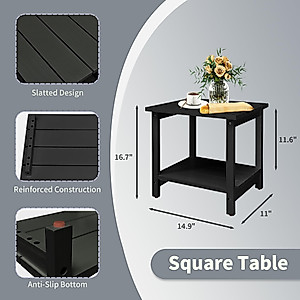 RKVPCNE Outdoor Side Table Patio Side Tables for Outside, Small Patio Table Square End Table for Patio Backyard, Pool, Indoor Companion Wood Weather Resistant，Black