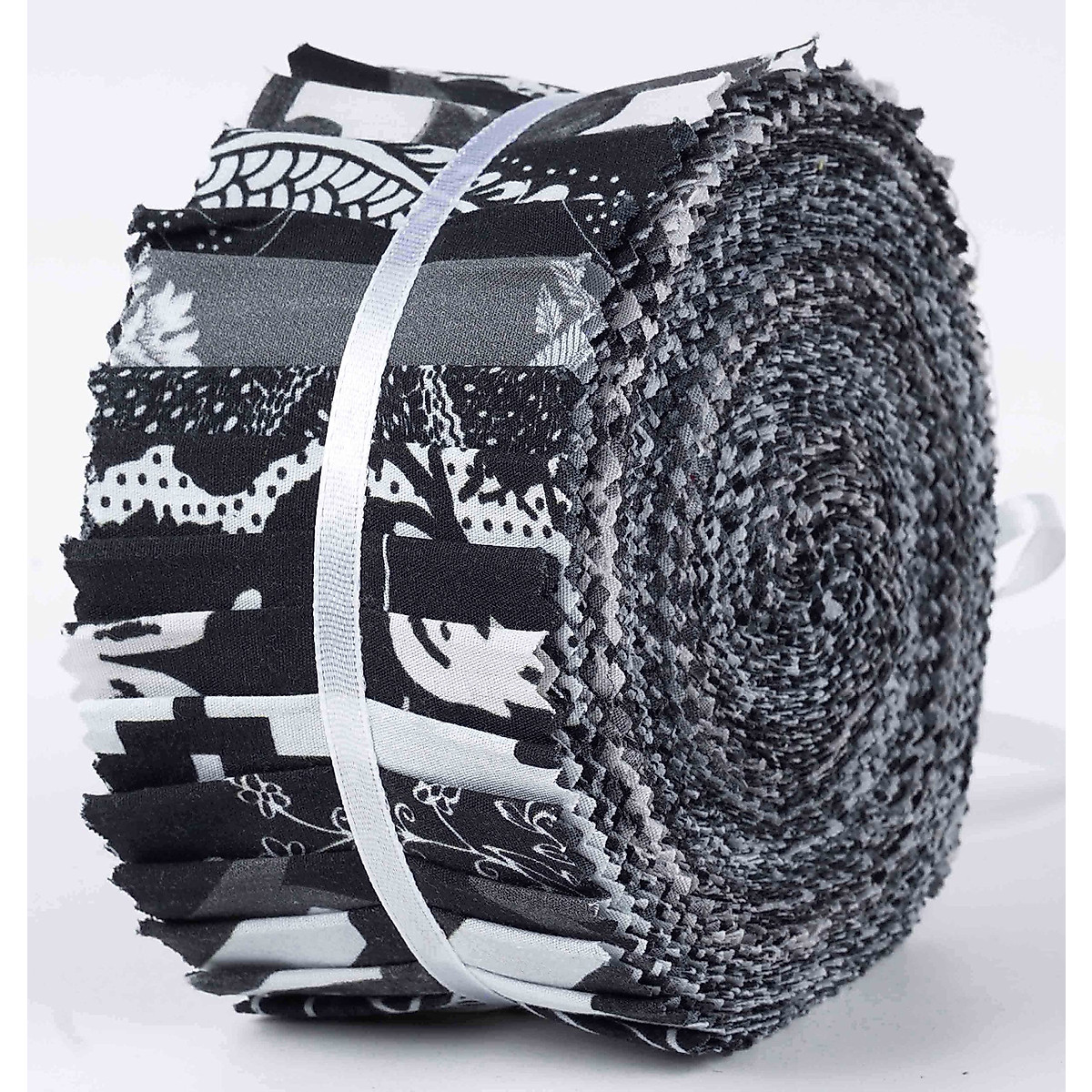 Soimoi 40Pcs Floral Artistic Print Cotton Precut Fabrics for Quilting Craft Strips 2.5x42inches Jelly Roll - Black