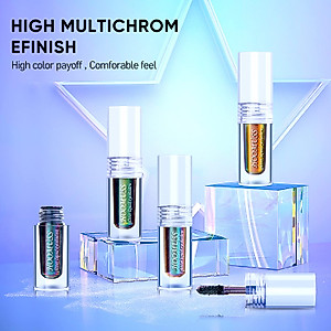 HOOMUSS Glitter Liquid Eyeshadow, 3Colors Chameleon Liquid Metallic Eyeshadows Holographic Glitter Multichrome Eye Makeup Set, Long Lasting Wearing, Highly Pigment, Quick-Drying (#1+6+7)