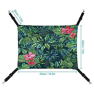 Summer Leaves and Flowers Pet Hammock Bed Guinea Pig Cage Hammock Small Animal Hanging Bed for Ferret, Chinchilla, Puppy and Other Small Animals