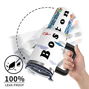 Vehcimbev City Themed Tumbler - 40oz With Hanld Stainless Steel Travel Coffee Mug with Leak Proof Lid - Hot/Cold Drinks,Perfect Boston Souvenir Gift (Boston)