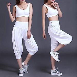 LKXHarleya Women Modal Harem Yoga Pants Loose Casual Fold Over Pilates Capri Pants Yoga Pants