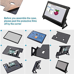 kuman for Raspberry Pi 7 Inch Capacitive Touch Screen, LCD HDMI Input 1024x600 Display with Case Stand