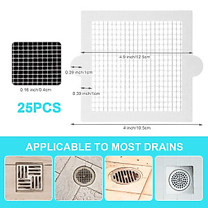 25pcs Shower Drain Hair Catchers, Drain Protector Mesh Strainer Sticker Flat Shower Drain Cover Hair Drainer Hair Filter Hair Trap Catcher Stopper for Shower Drain Bathroom Bathtub Kitchen