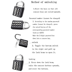 zeng Padlock - Digits Combination Lock,Button Combination Security Padlock Digital Lock, for Gym or Sports Locker, case, Toolbox, Fence, hasp Cabinet (Black)