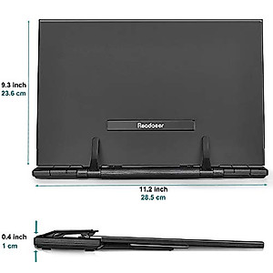 Readaeer Metal Book Stand for Desk Portable Document Holder for Cook Book, Music Book, iPad, Laptop, Reading Rest with 7 Adjustable Positions and Page Paper Clips
