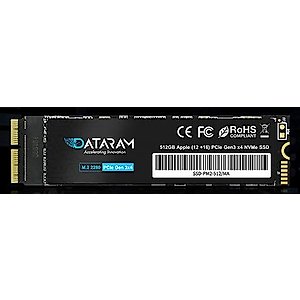 Dataram 512GB M.2 M-Key PCIe NVMe SSD for 2013-16 MacBook, Mac Pro, Air, Mini, iMac