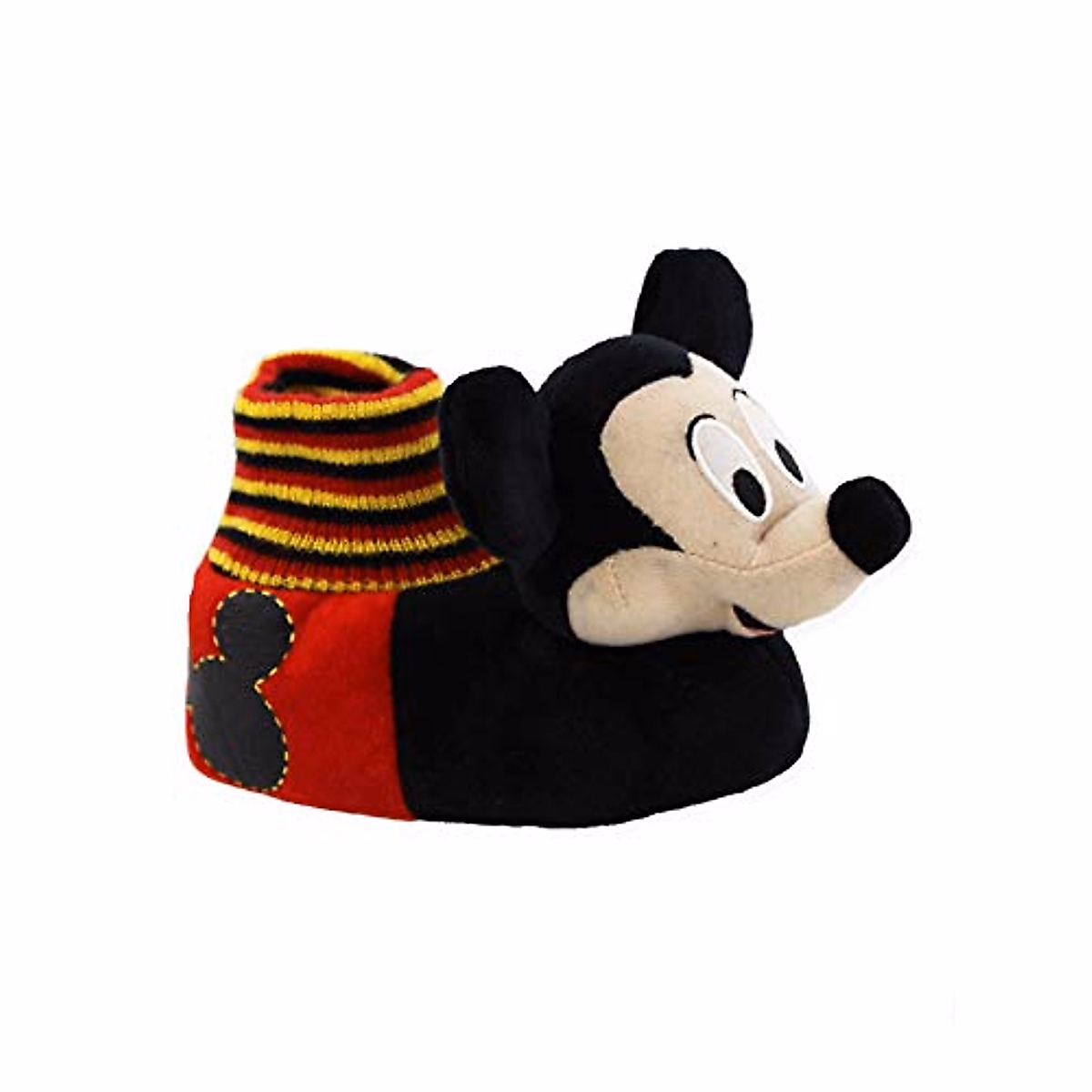 Disney Mickey Mouse Toddler Boys Plush 3D Mickey Head Sock Top Slippers (5-6 M US Toddler, Black/Red)