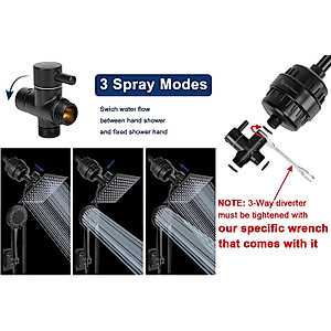 NearMoon Filtered Rain Shower Head, High Pressure 8″Square, and 5 settings Handheld Shower Filter Combo with Self-adhesive Holder/1.5M Hose -1 Replaceable Filter Cartridge (Matte Black)