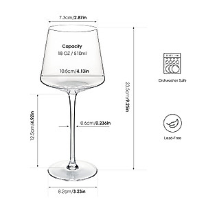 Stiatu Wine Glasses,Bordeaux Crystal Glass,Hand Blown, Premium Clear Lead-Free Glass,Suitable for White and Red Wine,Great Gift for Mother's/ Father's Day,18Ounces,Monogramed Box (Pack of 4)