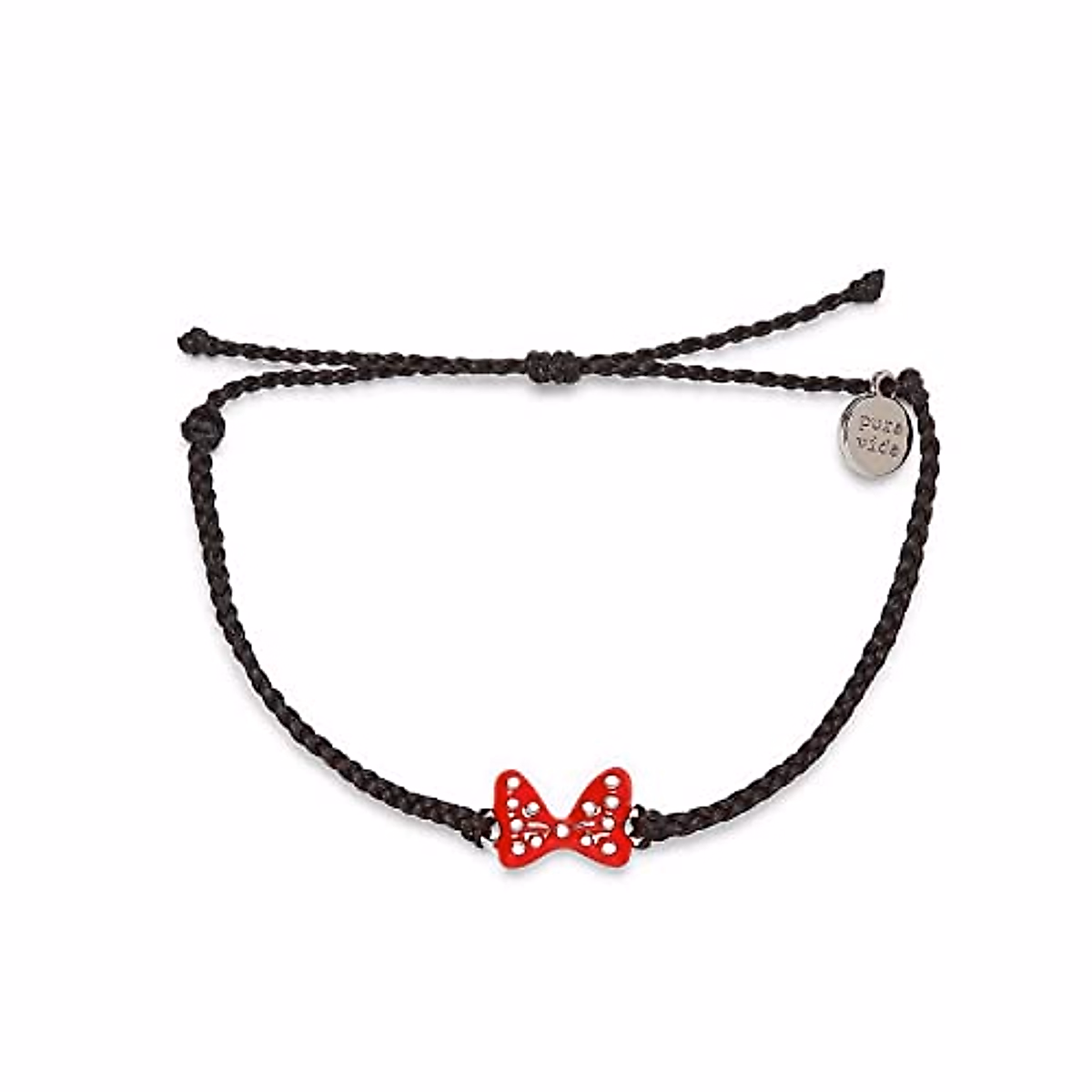 Pura Vida Disney Minnie Mouse Enamel Bow Bracelet - Adjustable Band, 100% Waterproof - Black