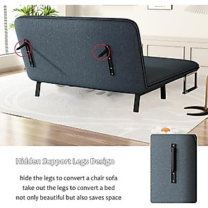 Convertible Sleeper Sofa, 55″ Tri-Folding Queen Sofa Bed with Adjustable Backrest, Velvet Comfy Loveseat Sleeper, Sleeper Sofa Bed for Adults, Modern Futon Sofa Bed for Bedroom Living Room (55in)