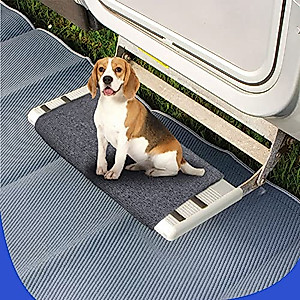 weruisi RV Step Covers 4 Pack RV Step Rugs Wrap Around Camper Stair Rugs for Radius Steps Keep Your RV Cleaner Works on Electrical and Manual RV Steps… (22" Wide)