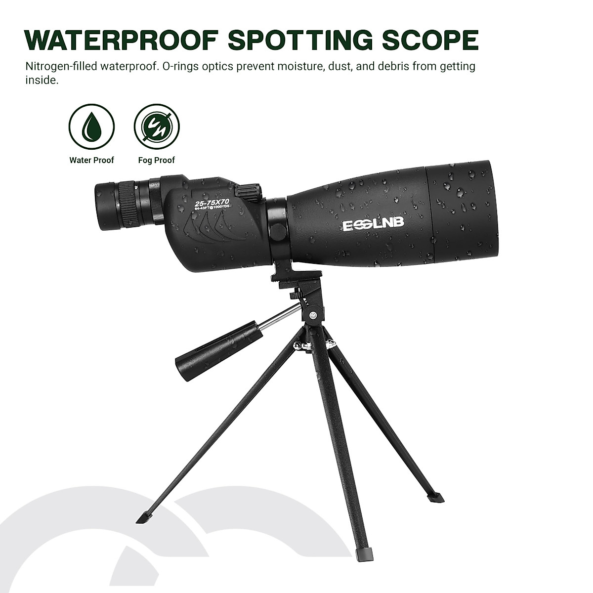 ESSLNB Spotting Scope with Tripod Cell Phone Adapter 25-75 X 70 BAK4 Waterproof Straight Spotting Scopes for Target Shooting Hunting Bird Watching