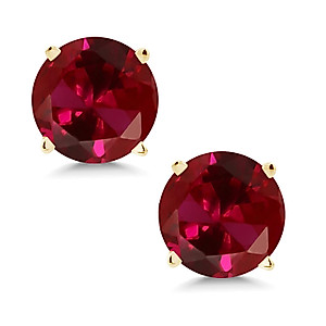 Gem Stone King 14K Yellow Gold Gemstone Birthstone Stud Earrings | Round 6MM | Gold Earrings for Women