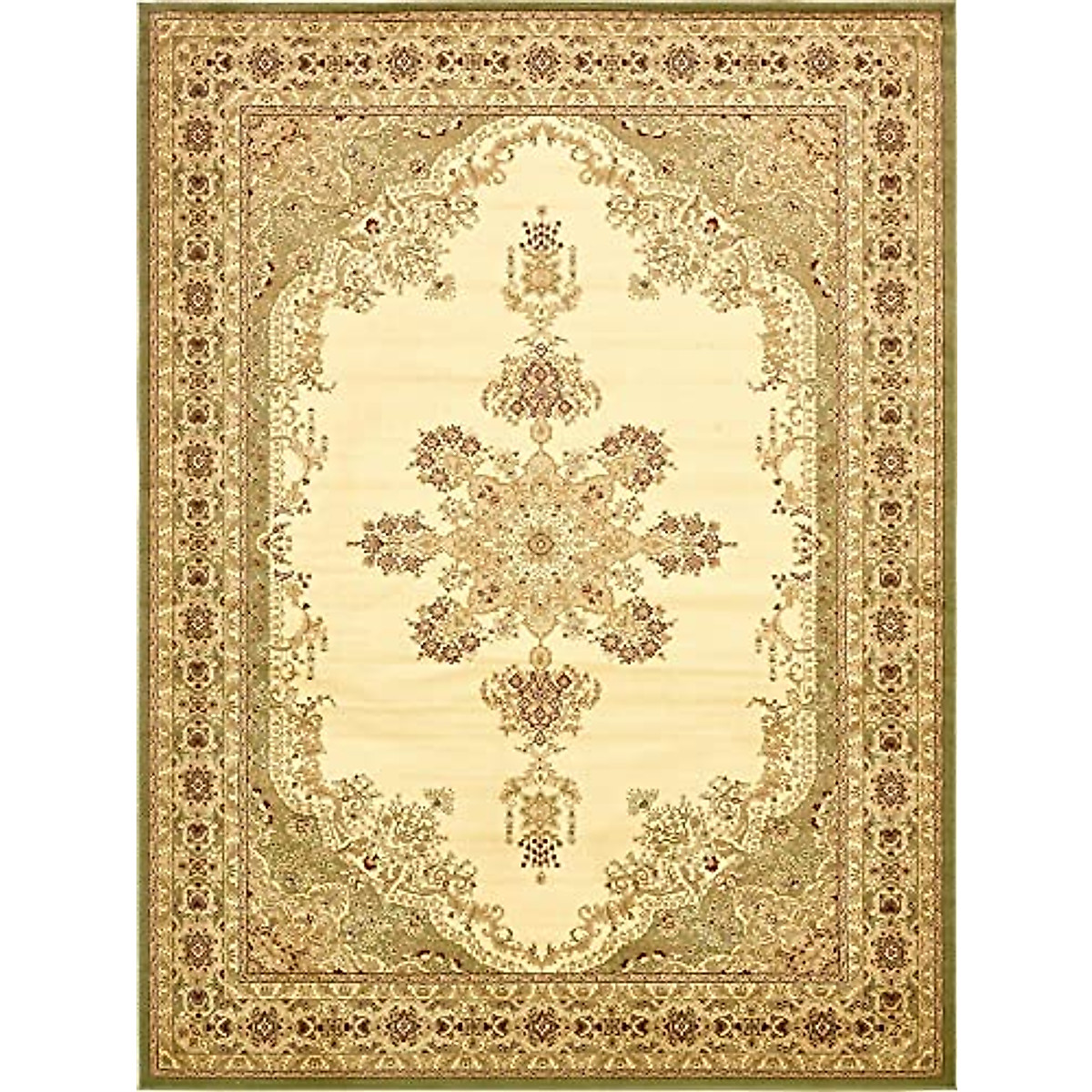 Unique Loom Versailles Collection Traditional Classic Border with Medallion Motif, Area Rug (10' 0 x 13' 0 Rectangular, Green/ Ivory)