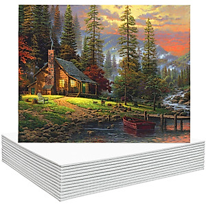 FIXSMITH 8x10 Inch Painting Canvas Panels, Super Value 12 Pack Canvases & Mini Stretched Canvas 3 x 3 Inch 24 Pack, 100% Cotton Art Primed Blank Canvas for Kids, Home Decor Project