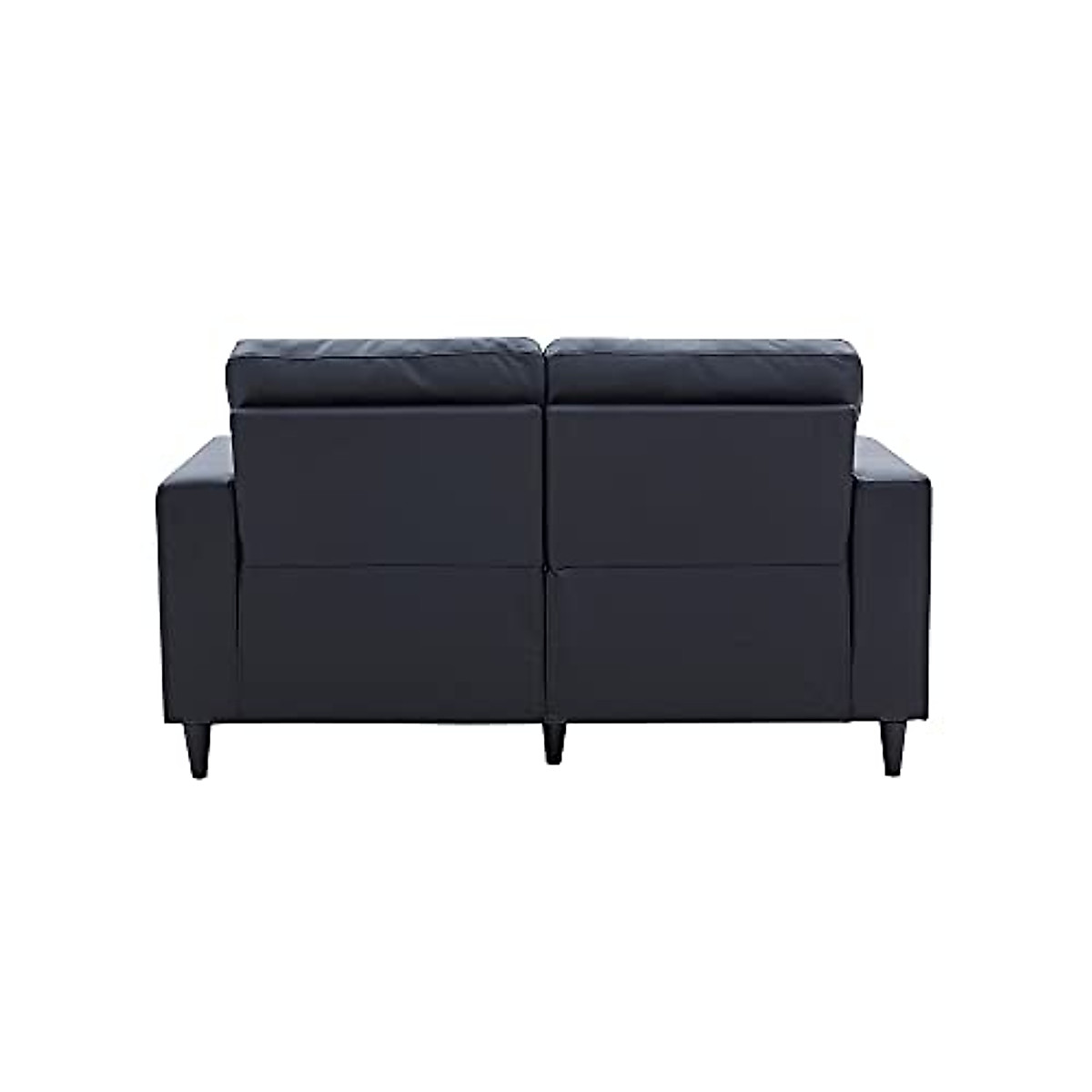 Woanke Sofa Modern Style Loveseat PU Leather Upholstered Couch Furniture for Home or Office, Solid Frame and Wood Legs, Black
