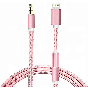 Wahbite 3 in 1 Nylon Braided Aux Cord Adapter Combined Sets for iPhone 12 11 Xs Max XR X 8 7 6 5 to Car/Home Stereo/Speaker/Headphone, Lightning to 3.5mm Audio Jack Adapter + 3.5mm Auxiliary Cable