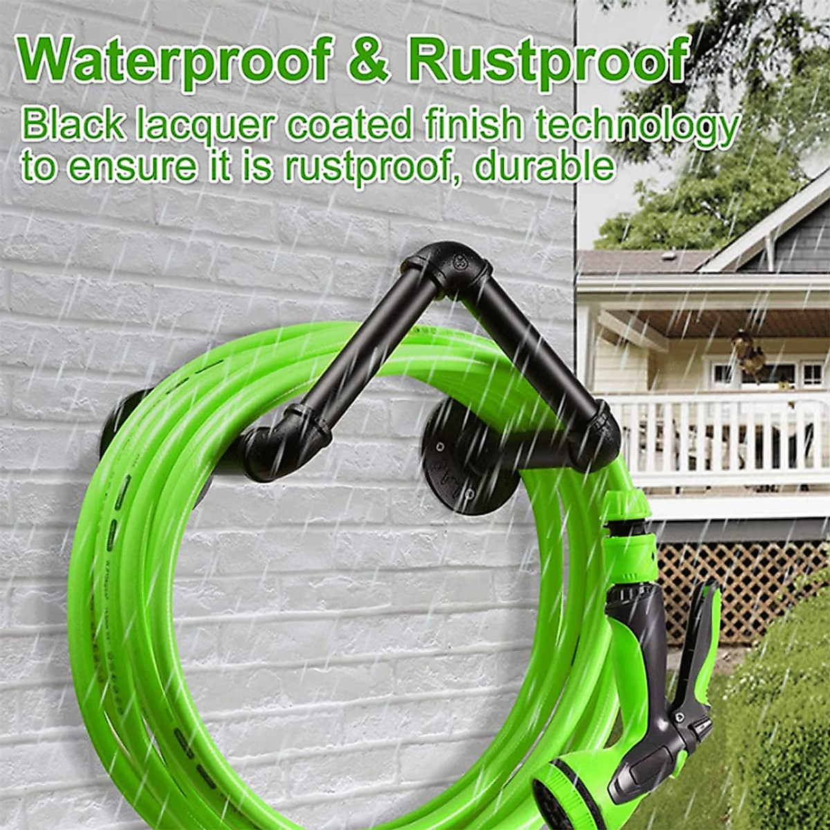 Wrought Iron Heavy-Duty Water Pipe Rack Wall-Mounted Cable Organizer Storage Shed Hose Reel Rack Easy to Use Easy to Install Hose Bracket