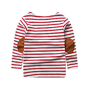 Kids Baby Girl Boy T-Shirt Long Sleeve Stripe Shirts Tops Toddler Fashion Basic Tee Blouses Outfits (Red, 6T)