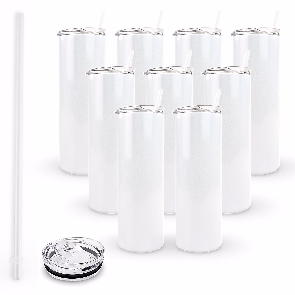 Hogg 20 oz Sublimation Tumblers Holographic (9 Units) - Shimmer Coating, Sublimation Blanks, Bulk Tumblers with Lids and Straws, 20oz Skinny, Blank Cups