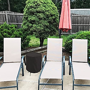 Patio Steel Patio Side Table Cover Weather Resistant Heavy Duty Small Outdoor Round End Table Covers, 18" D X 16" H, Black